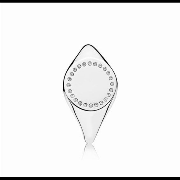 Pandora | Jewelry | Pandora Circle Signet Ring Clear Cz | Poshmark